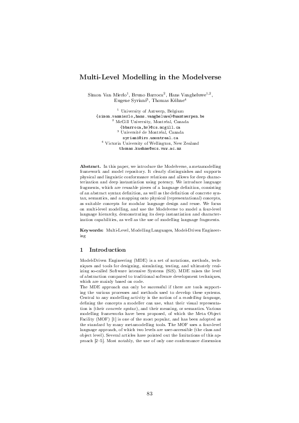 (PDF) Multi-level modelling in the Modelverse