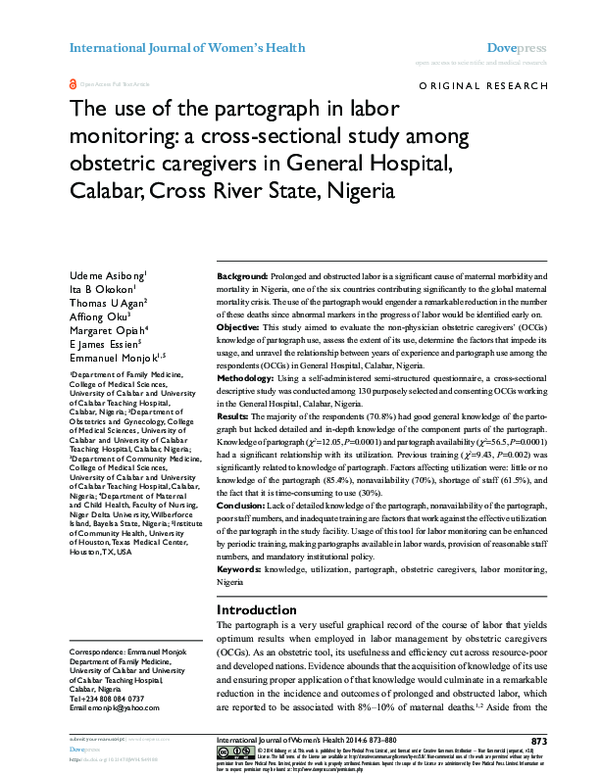 (PDF) The use of the partograph in labor monitoring: a cross-sectional ...