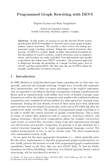 (PDF) Programmed graph rewriting with DEVS