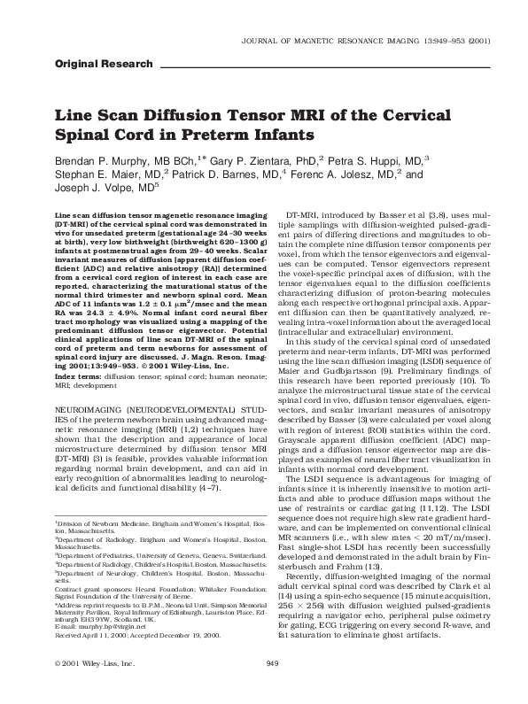 (PDF) Line scan diffusion tensor MRI of the cervical spinal cord in ...