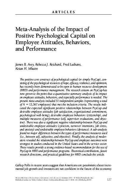 (PDF) Meta-analysis of the impact of positive psychological capital on ...