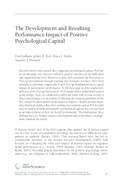 (PDF) The development and resulting performance impact of positive ...