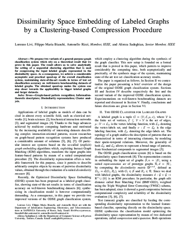 (PDF) Dissimilarity space embedding of labeled graphs by a clustering-based compression procedure