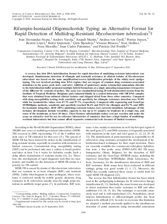 (PDF) Rifampin-Isoniazid Oligonucleotide Typing: an Alternative Format for Rapid Detection of ...
