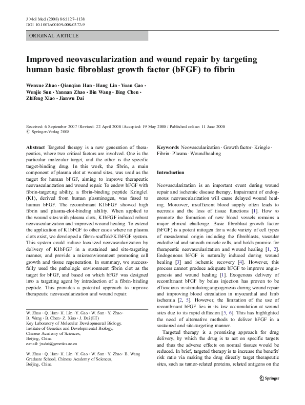 (PDF) Improved neovascularization and wound repair by targeting human ...