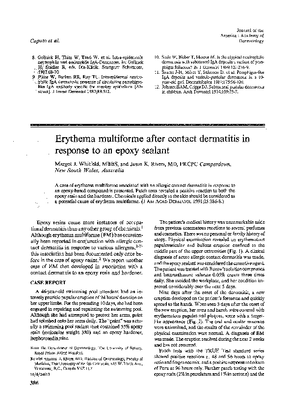 (PDF) Erythema multiforme after contact dermatitis in response to an ...