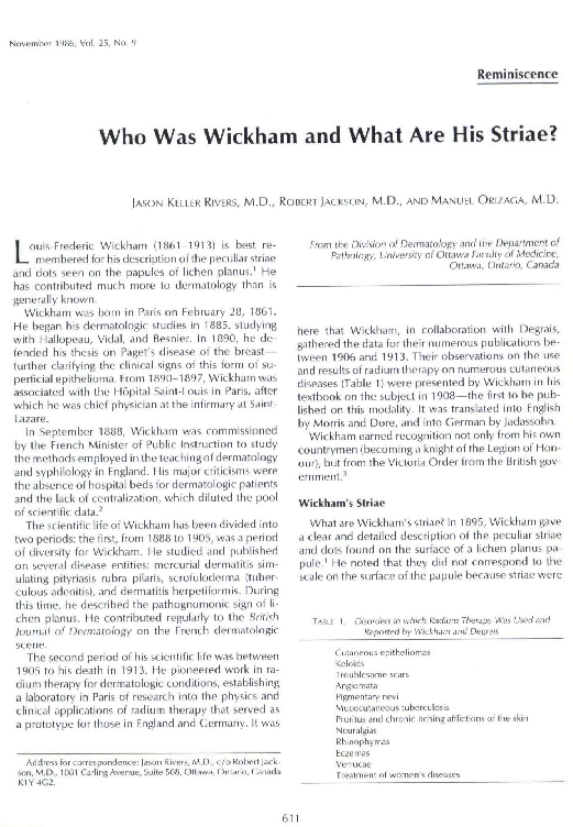 (PDF) Who Was Wickham and What Are His Striae?