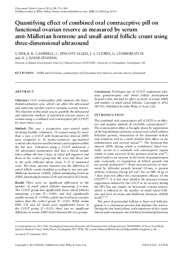 (PDF) Quantifying effect of combined oral contraceptive pill on ...