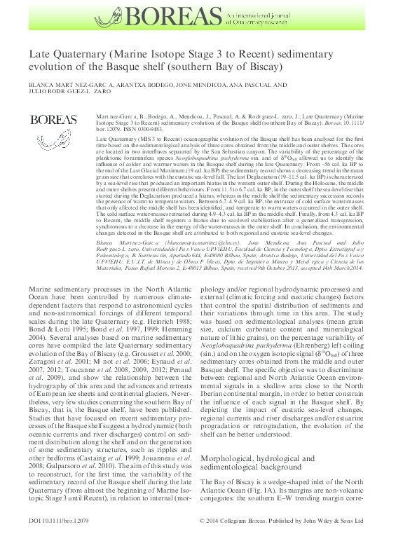 (PDF) Late Quaternary (Marine Isotope Stage 3 to Recent) sedimentary ...