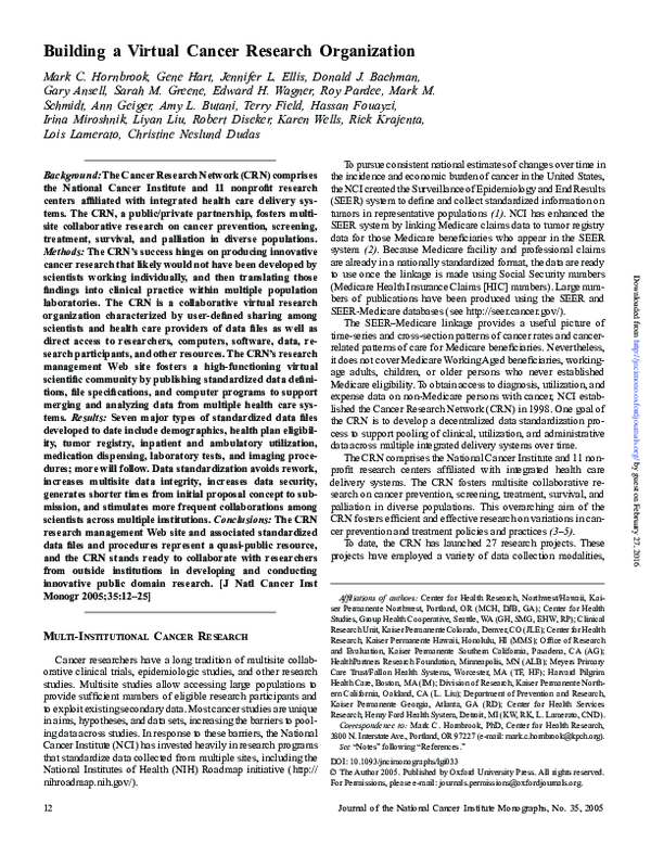 (PDF) Building a Virtual Cancer Research Organization