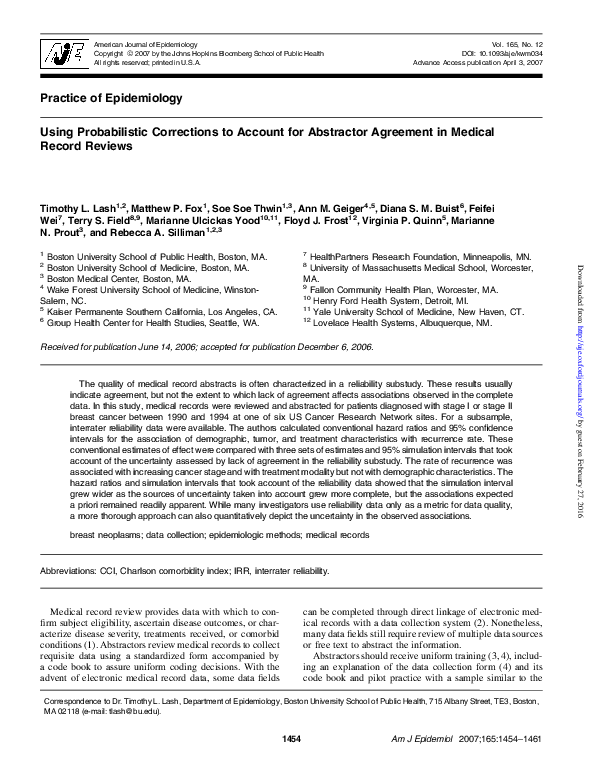 (PDF) Using Probabilistic Corrections to Account for Abstractor ...