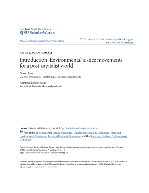 (PDF) Introduction: Environmental justice movements for a post ...