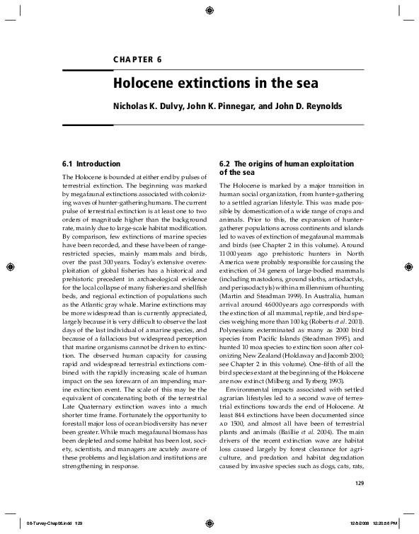 (PDF) Holocene extinctions in the sea