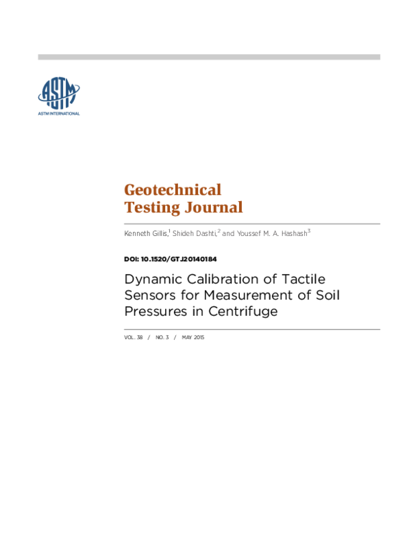 (PDF) Dynamic Calibration of Tactile Sensors for Measurement of Soil ...