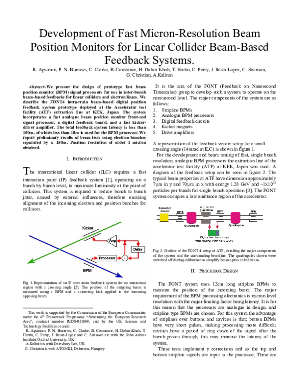 (PDF) Design and testing of a fast beam position monitor | A. Valfells ...