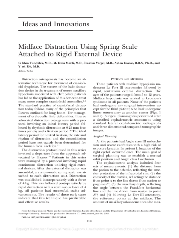(PDF) Midface Distraction Using Spring Scale Attached to Rigid External ...
