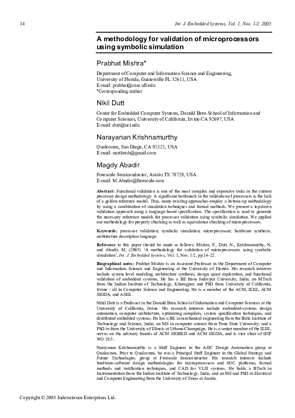 Pdf A Methodology For Validation Of Microprocessors Using Symbolic Simulation
