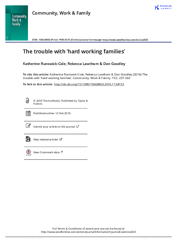 (PDF) The trouble with 'hard working families'