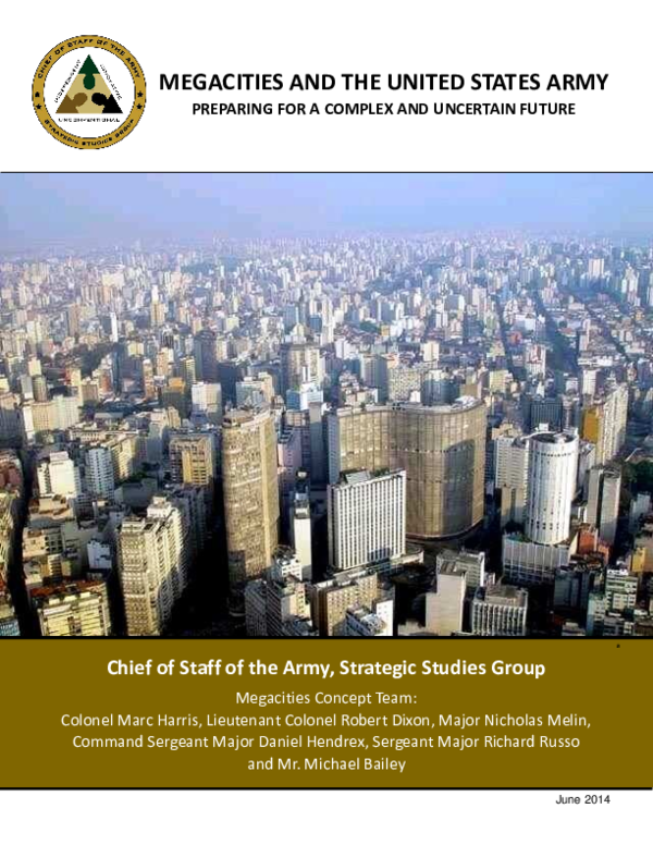 (PDF) MEGACITIES AND THE UNITED STATES ARMY PREPARING FOR A COMPLEX AND ...