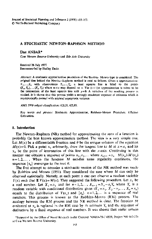 (PDF) A stochastic Newton-Raphson method