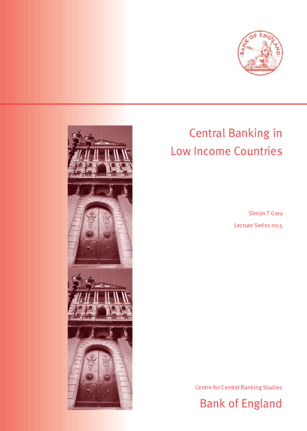 (PDF) Central Banking in Low Income Countries Bank of England