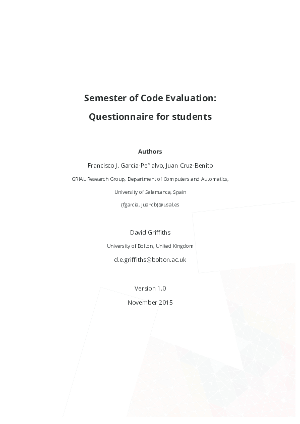 (PDF) Semester of Code Evaluation: Questionnaire for students