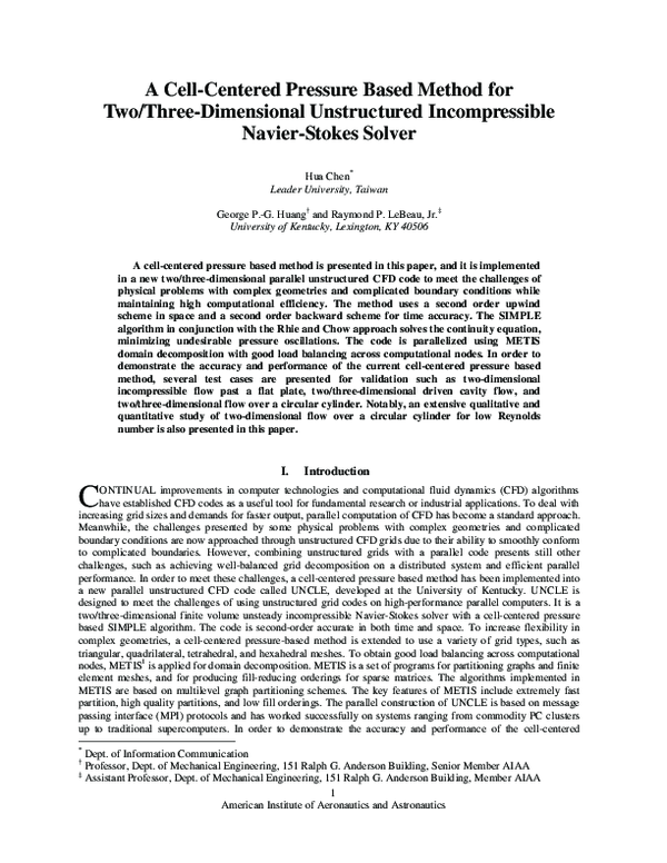 (PDF) A Cell-Centered Pressure Based Method for Two/Three-Dimensional Unstructured ...