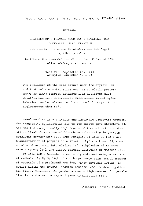 (PDF) Cracking of n-pentane over ZSM-5 obtained from different seed ...