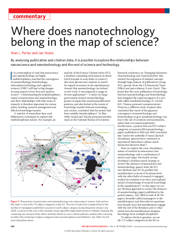 (PDF) Where does nanotechnology belong in the map of science?