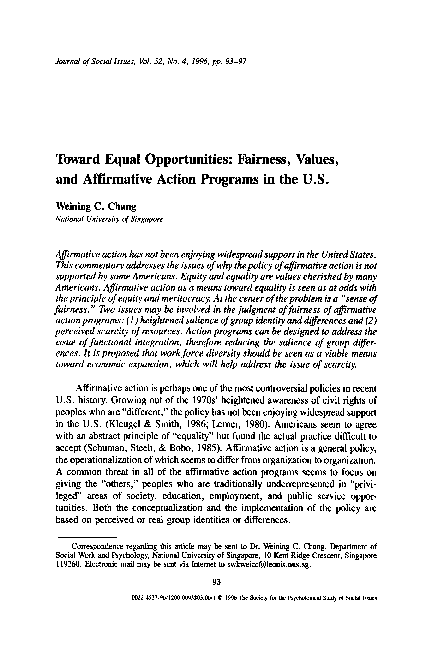 (PDF) Toward Equal Opportunities: Fairness, Values, and Affirmative ...