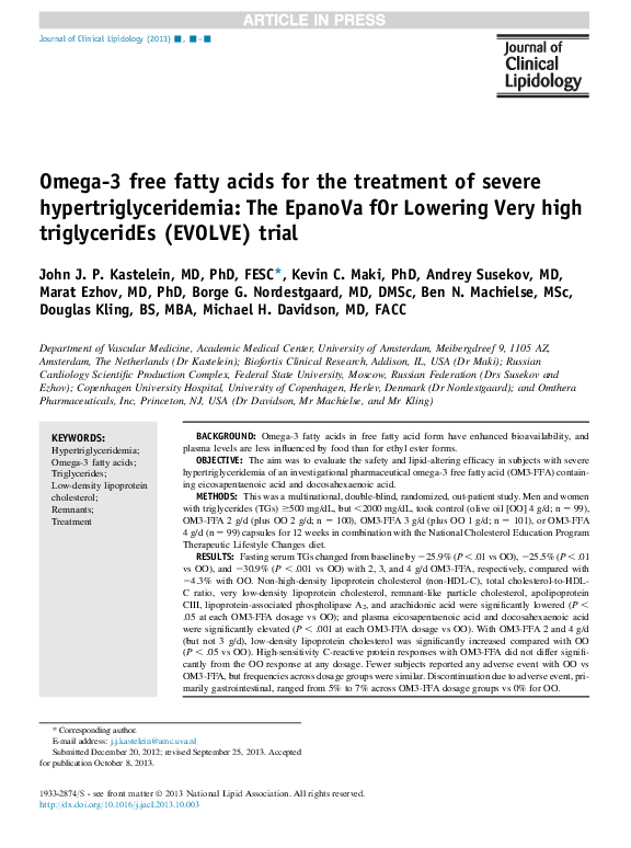 (PDF) Omega-3 free fatty acids for the treatment of severe ...