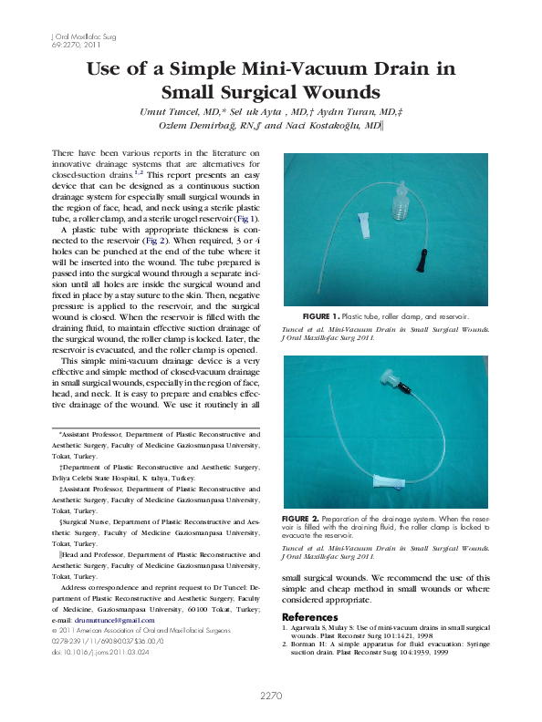 (PDF) Use of a Simple Mini-Vacuum Drain in Small Surgical Wounds