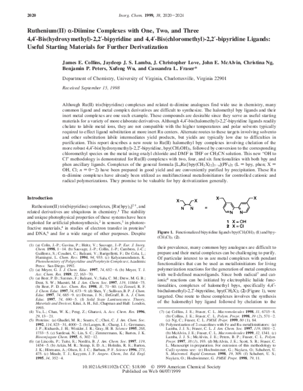 (PDF) Ruthenium(II) α-Diimine Complexes with One, Two, and Three 4,4‘-Bis(hydroxymethyl)-2,2 ...