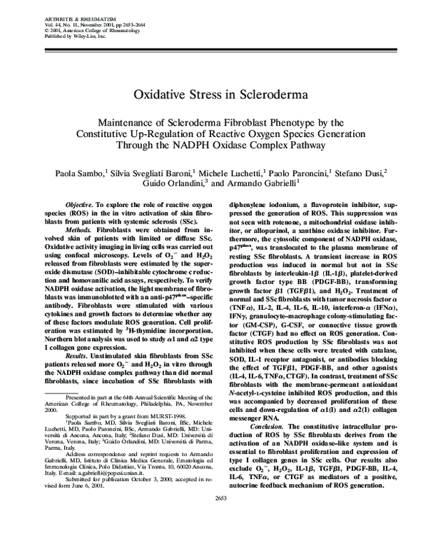 (PDF) Oxidative stress in scleroderma: Maintenance of scleroderma ...