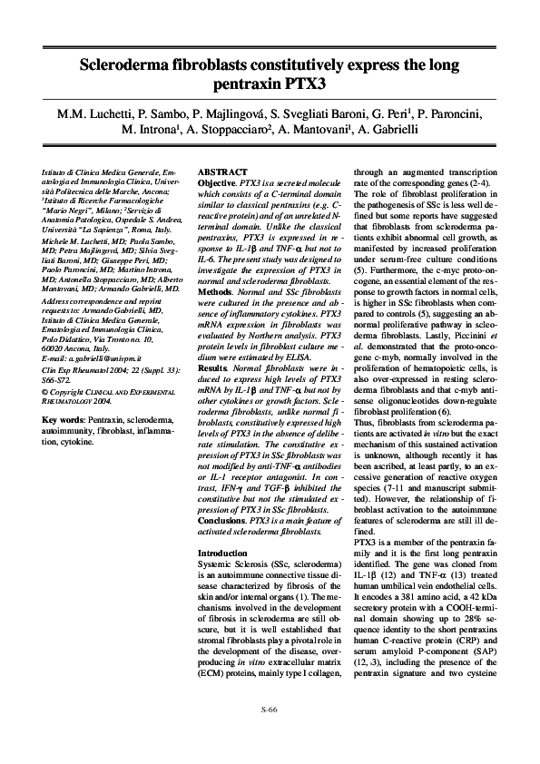 (PDF) Scleroderma fibroblasts constitutively express the long pentraxin ...