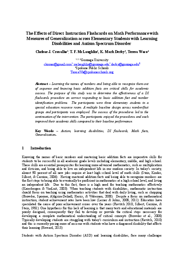 (DOC) The Effects of Direct Instruction Flashcards on Math Performance ...