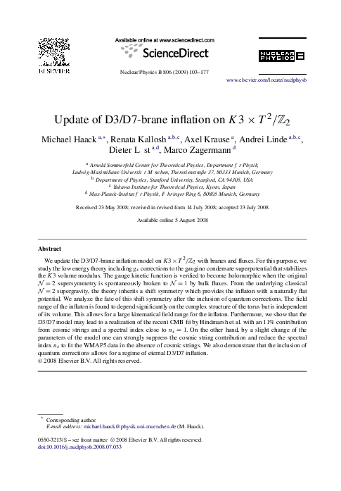 (PDF) Update of D3/D7-brane inflation on