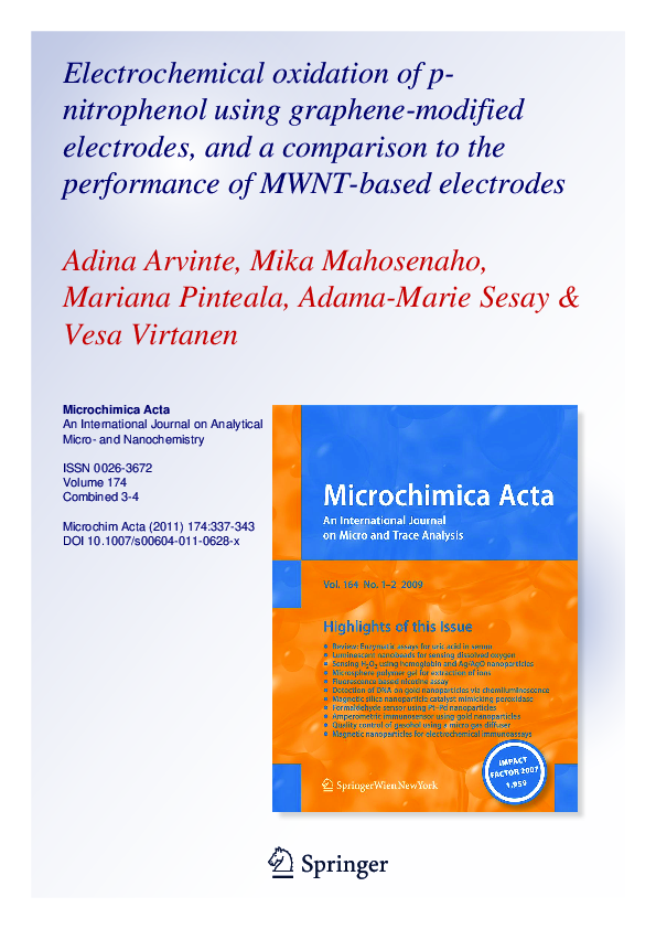 (PDF) Electrochemical oxidation of p-nitrophenol using graphene ...
