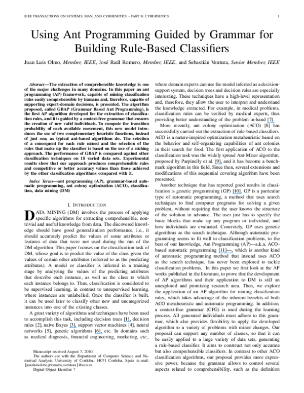 (PDF) Using ant programming guided by grammar for building rule-based ...