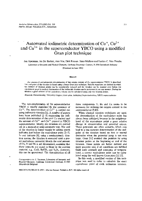 (PDF) Automated iodimetric determination of Cu+, Cu2+ and Cu3+ in the ...