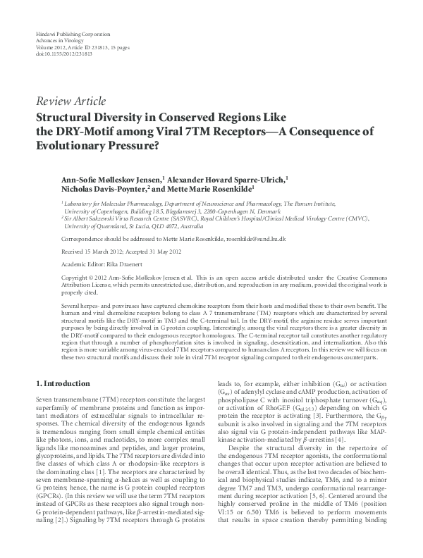 (PDF) Structural Diversity in Conserved Regions Like the DRY-Motif ...