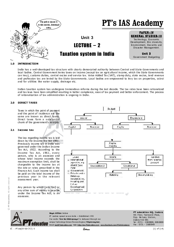 (PDF) LECTURE – 2 Taxation system in India