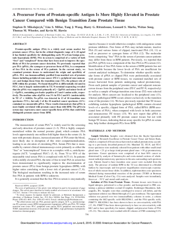 (PDF) A precursor form of prostate-specific antigen is more highly ...
