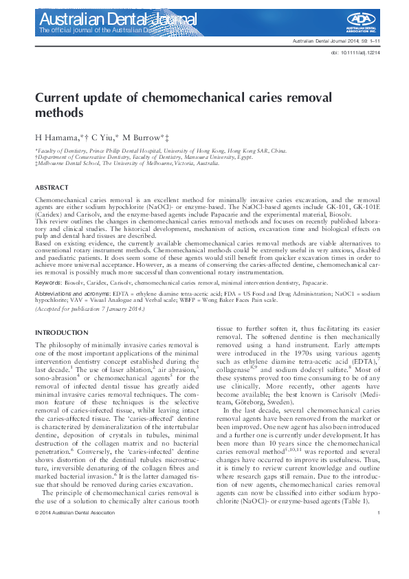 (PDF) Current update of chemomechanical caries removal methods