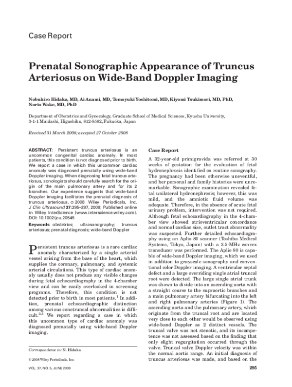 (PDF) Prenatal sonographic appearance of truncus arteriosus on wide ...