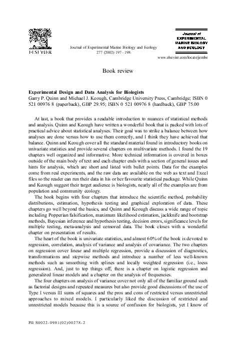 (PDF) Experimental Design and Data Analysis for Biologists: Garry P ...