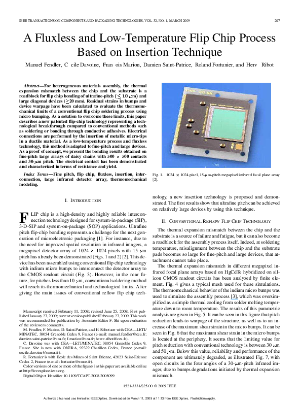(PDF) A Fluxless and Low-Temperature Flip Chip Process Based on ...