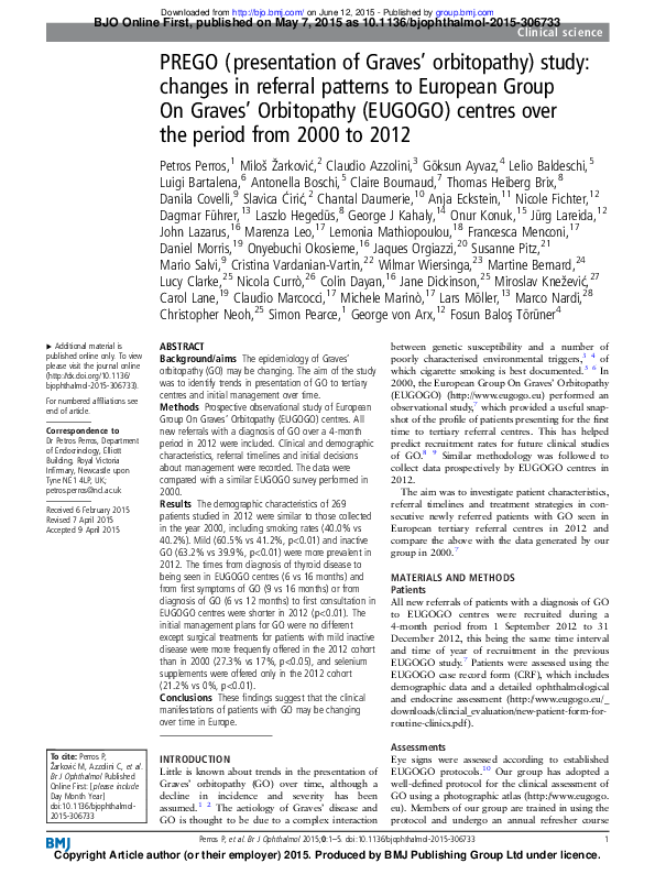 (PDF) PREGO (presentation of Graves' orbitopathy) study: changes in ...
