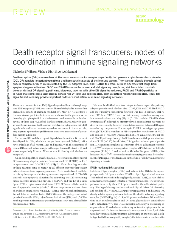 (PDF) Death receptor signal transducers: nodes of coordination in ...