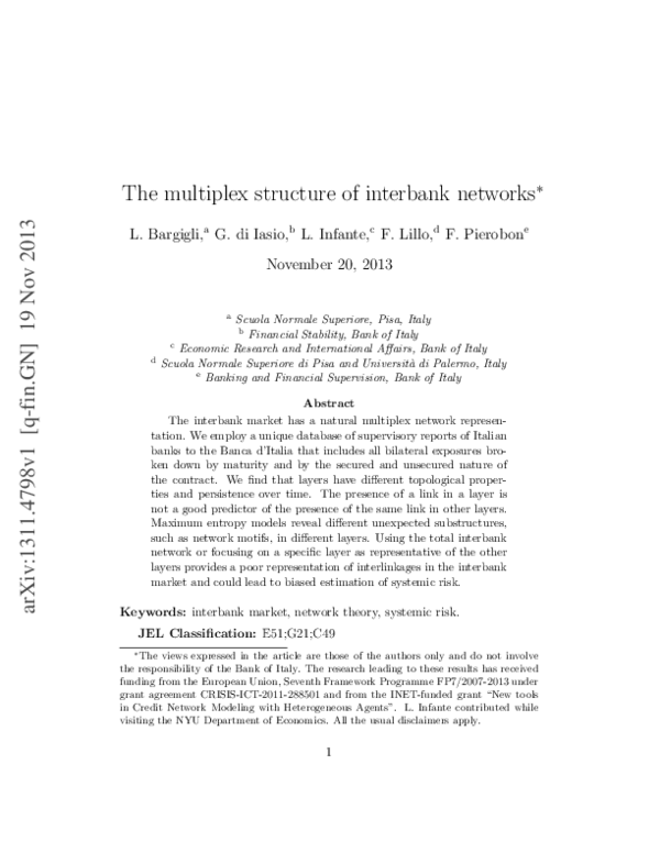 (PDF) The Multiplex Structure of Interbank Networks